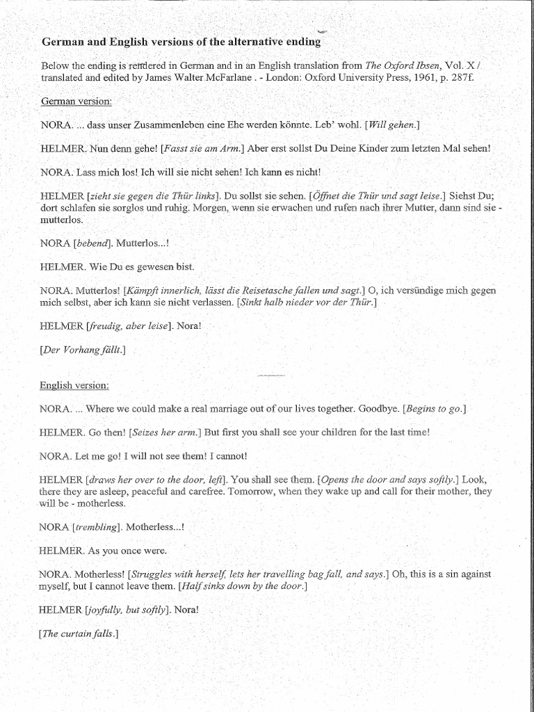 Alternative Ending of A Doll House | PDF