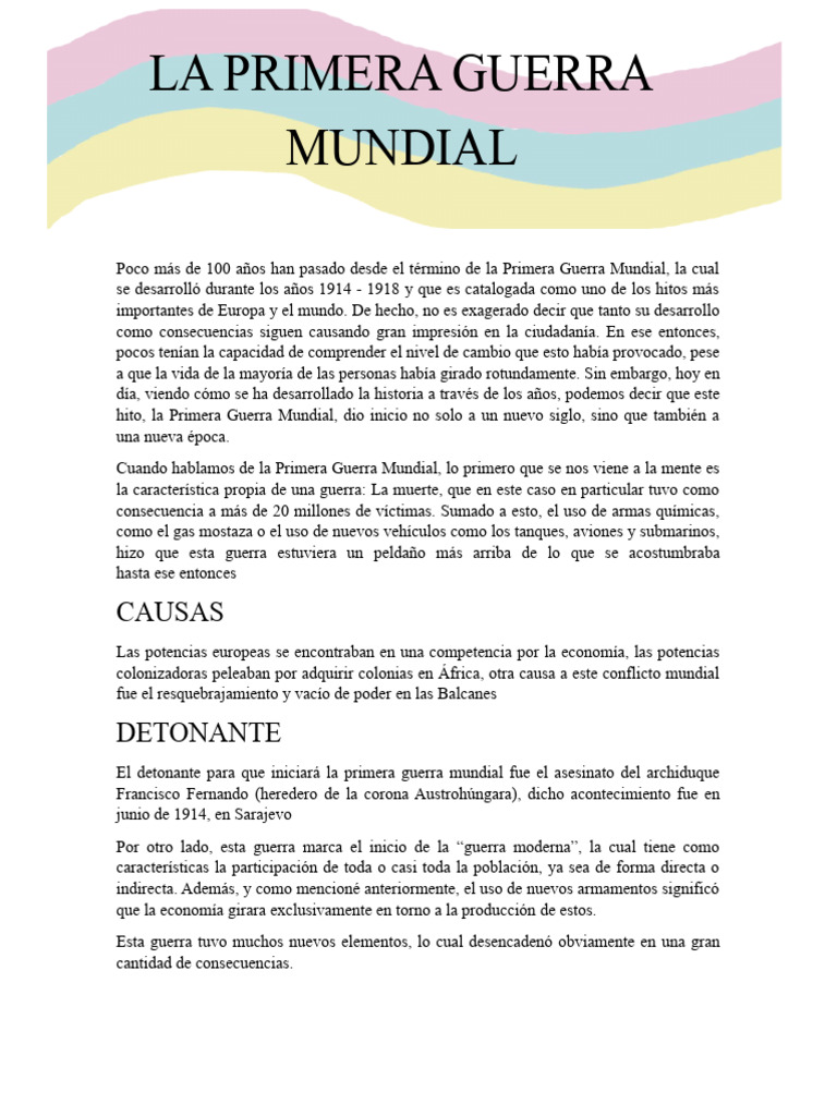 La Primera Guerra Mundial | PDF | Primera Guerra Mundial