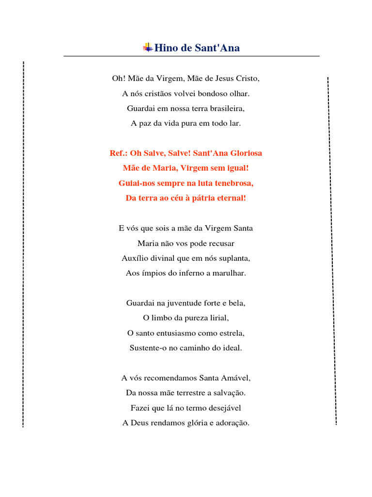 Hino de Santa Ana | PDF | Religião e Espiritualidade | Poesia