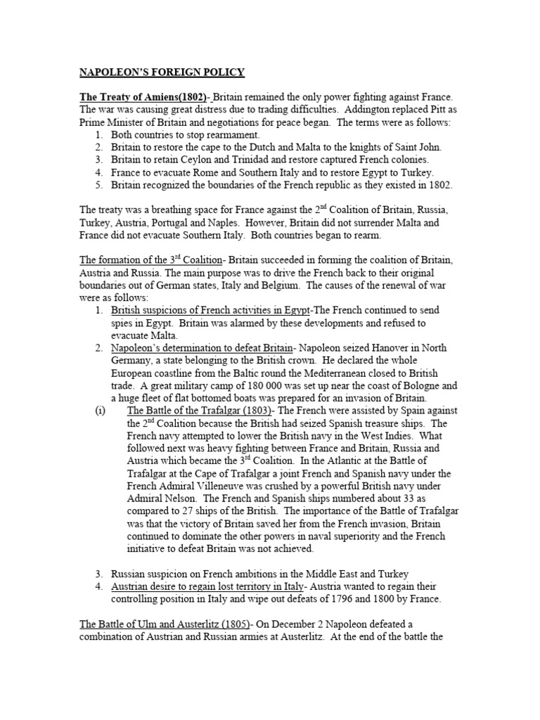 Napoleon's Foreign Policy | PDF | First French Empire | Napoleon