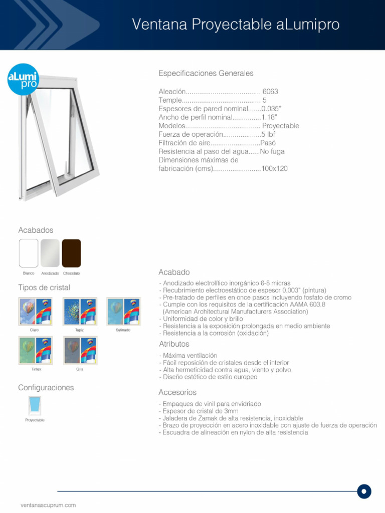 Ficha Tecnica Ventana Proyectable Alumipro | PDF