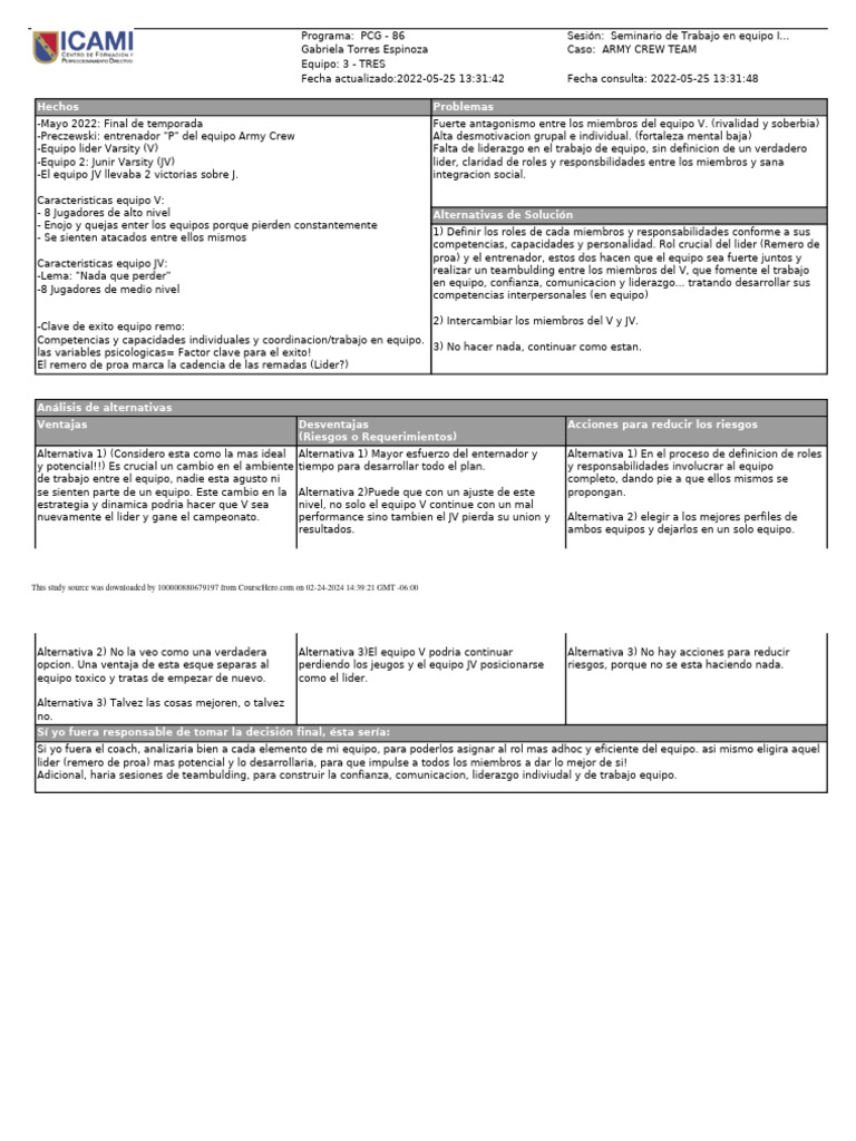 ARMY CREW TEAM Respuestas PDF | PDF