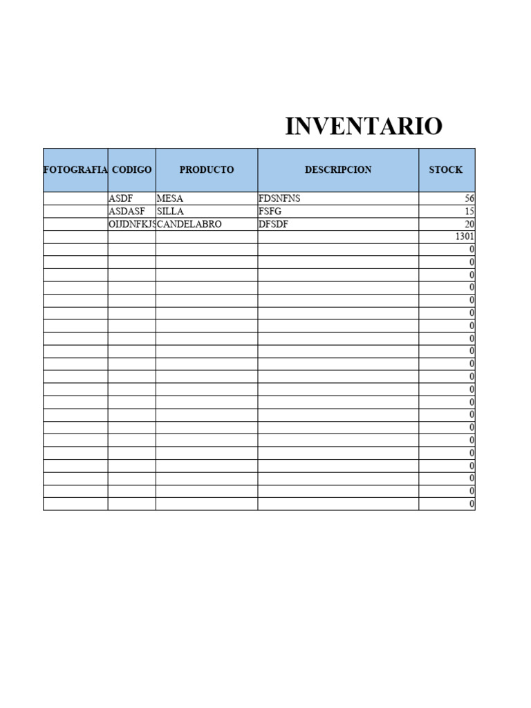 Formato de Inventario | PDF