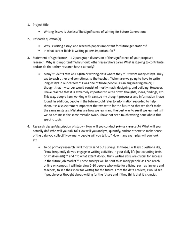 Sharing Your Primary Research Plan | PDF | Essays | Thought