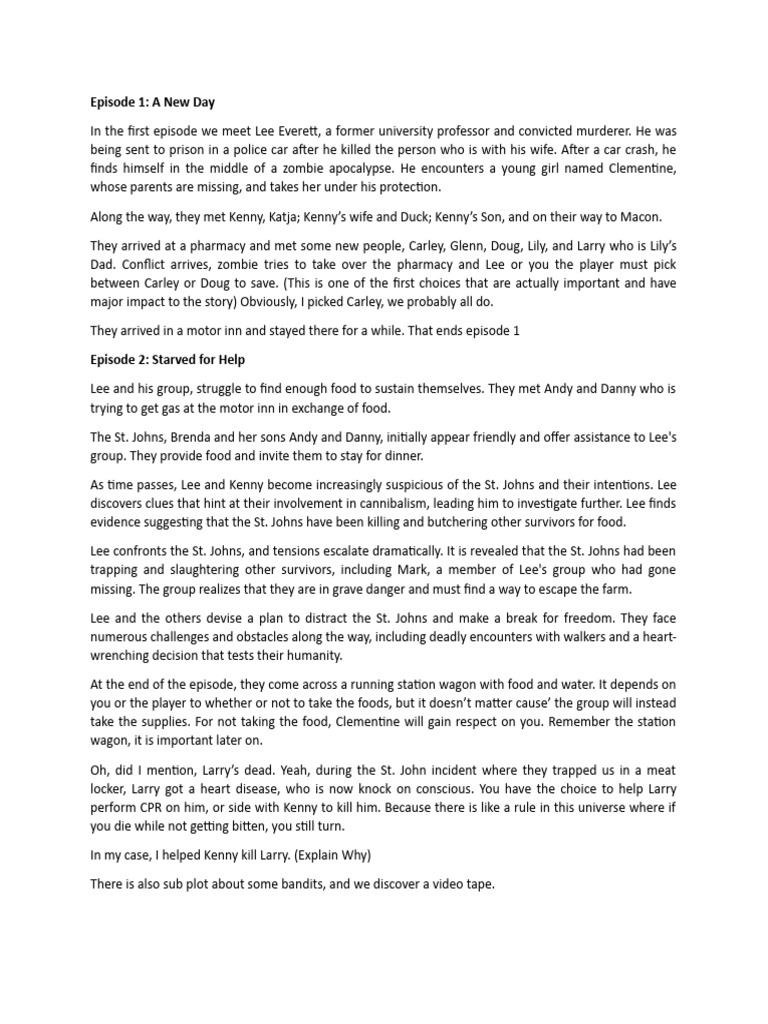 The Walking Dead S1 Summary Script | PDF