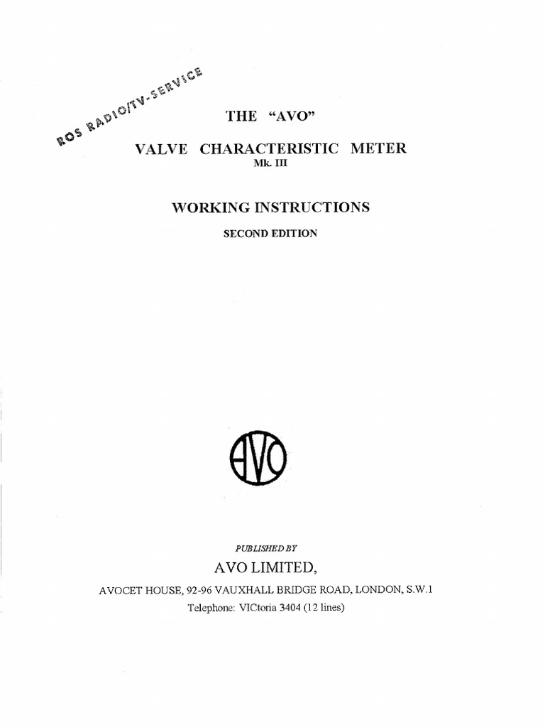 AVO Tube Tester VCM - Mk-III | PDF