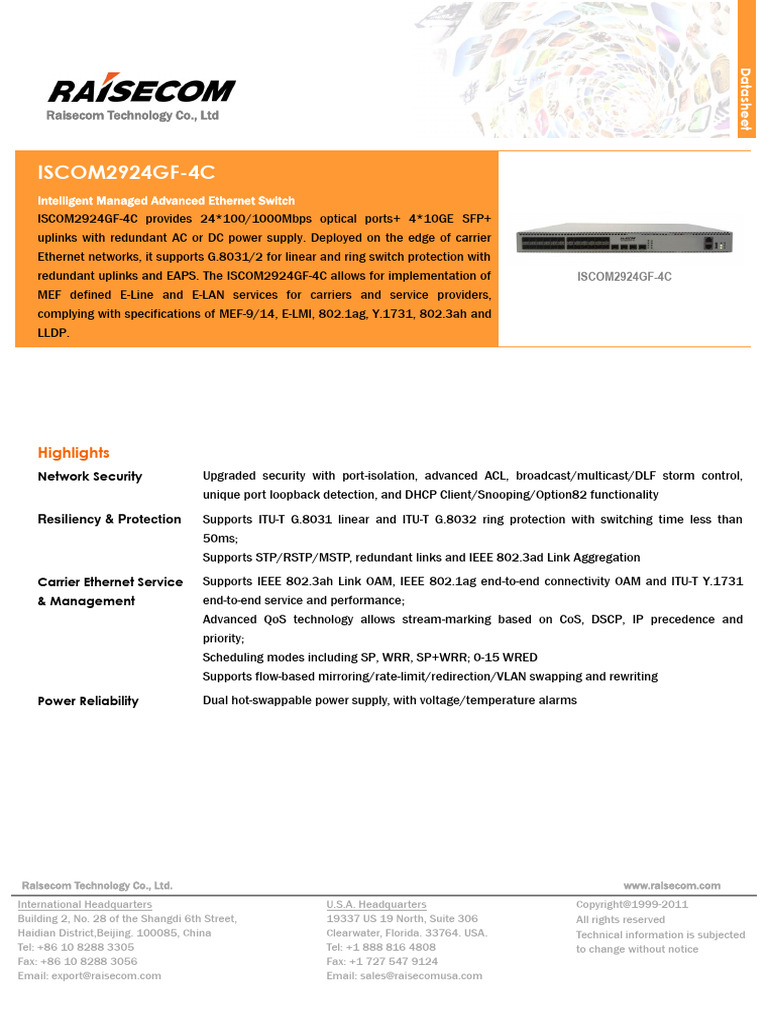 Datasheet_ISCOM2924GF-4C | PDF | Computing | Computer Standards