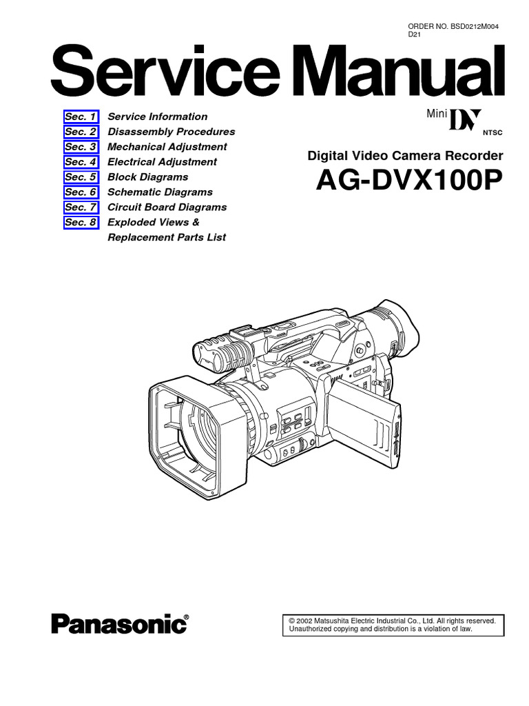 13322457-Panasonic Ag-Dvx100 Dvx100p Service Manual Repair Guide | PDF ...