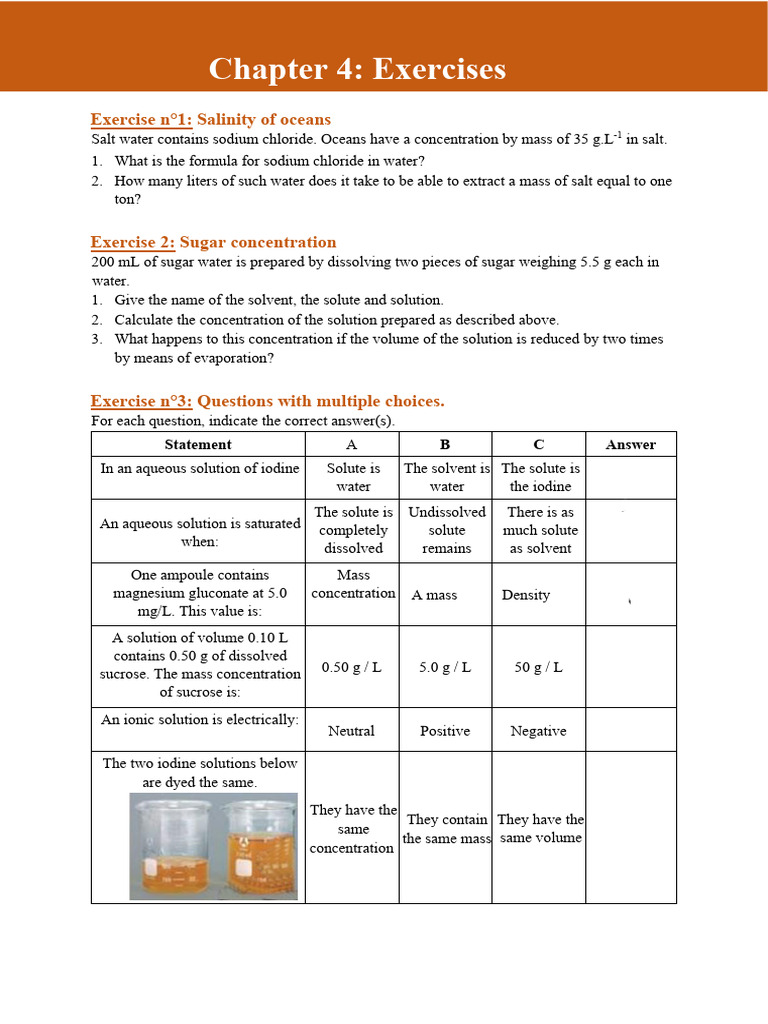 Chemistry Chapter 5 Questions | PDF | Water | Sodium Chloride