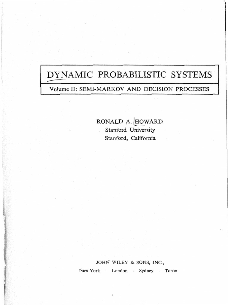 Dynamic Probabilistic Systems Volume 2 - Ronald A. Howard | PDF | Markov Chain | Statistics