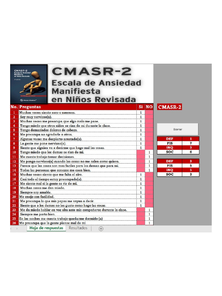 CMAS R Escala de Ansiedad Manifestada en Ninos 1 | PDF