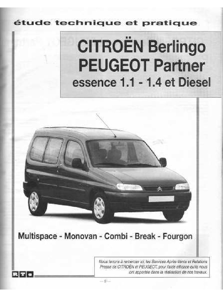 Peugeot Partner - Citroen Berlingo avant 2002 (rta) | PDF