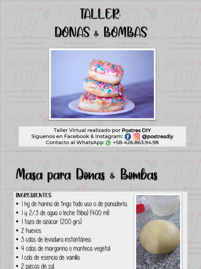 Recetas de Donas y Bombas Caseras | PDF | Preparación de comida y ...