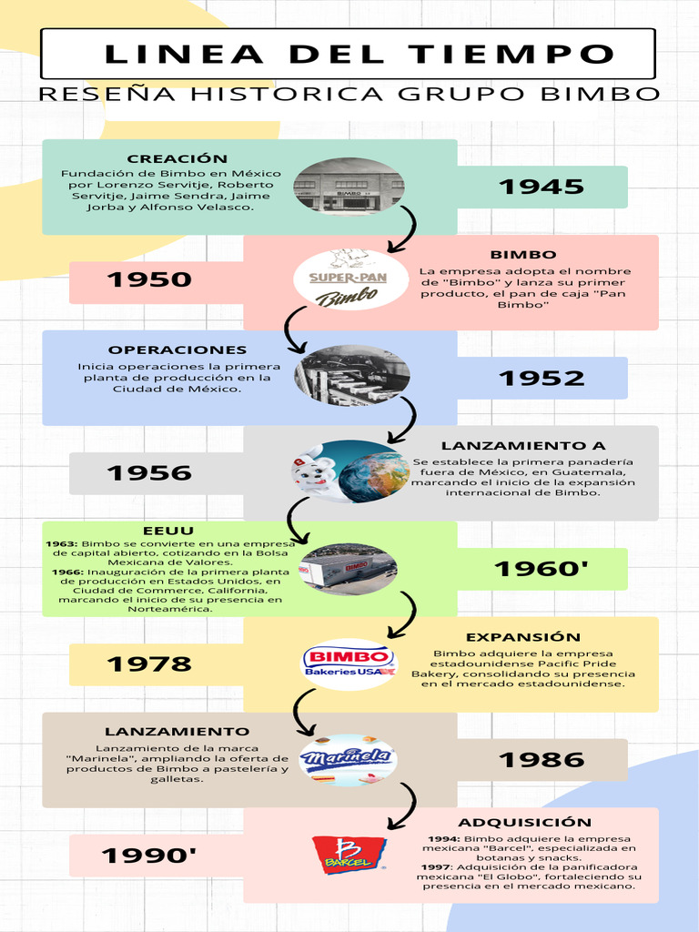 Infografia Linea Del Tiempo Timeline Historia Cronologia Empresa Profesional Multicolor | PDF