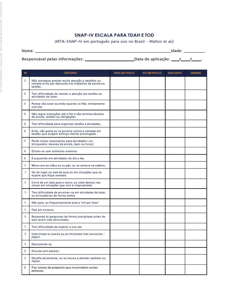 Snap IV Tdah Tod | PDF