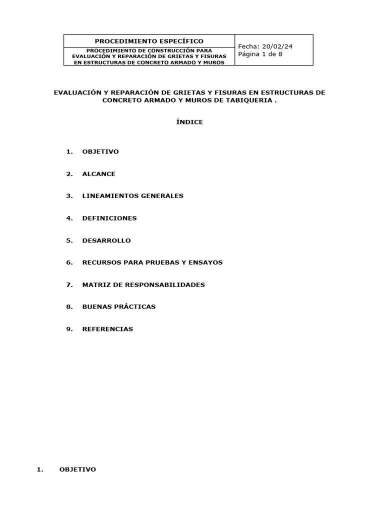 Procedimiento de Resane de Grietas, Fisuras y Muros de Tabiquria | PDF ...