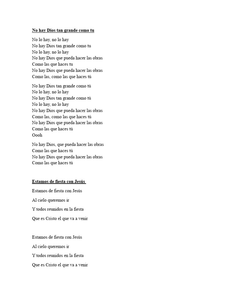 Letras de Coros para Proyectar | PDF | Jesús | Creencia religiosa y ...