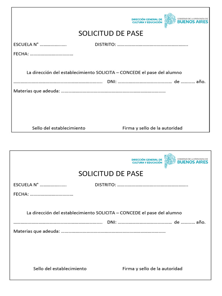 Solicitud de Pase | PDF