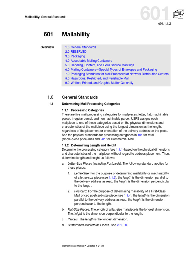 USPS Mail Processing Standards Guide | PDF | United States Postal ...