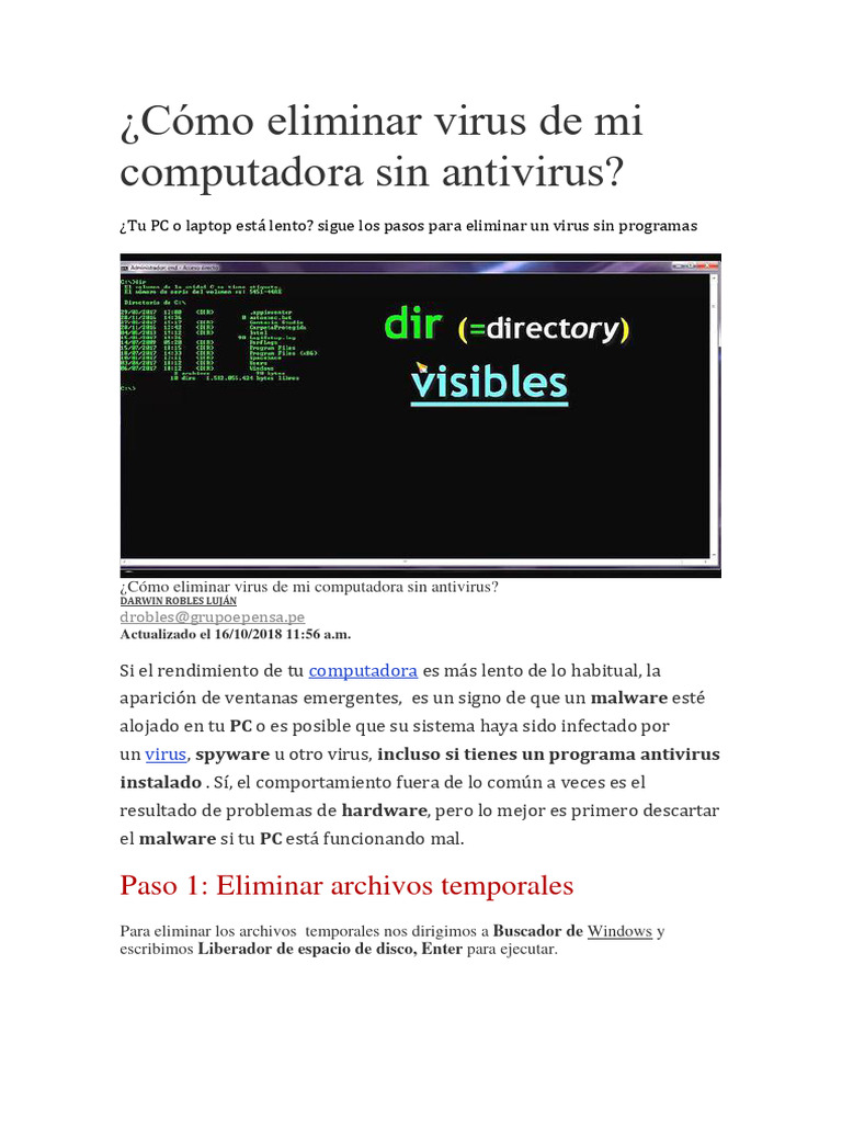 Cómo Eliminar Virus de Mi Computadora Sin Antivirus | Descargar gratis ...