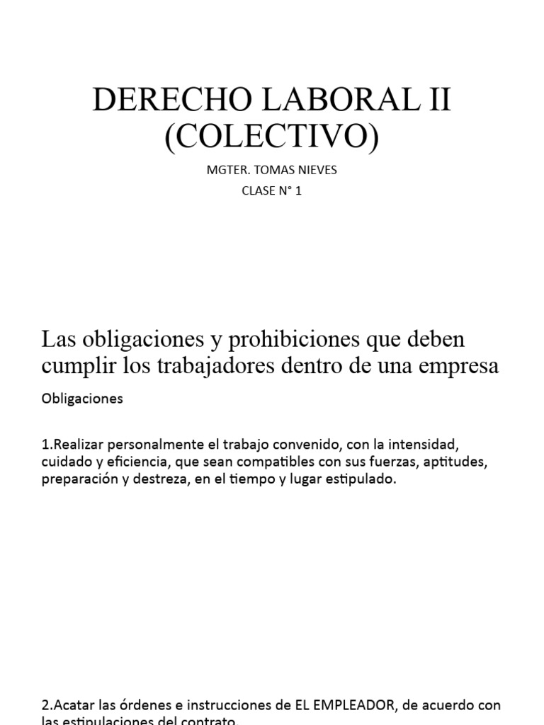 Clase #1 Derecho Laboral Ii | PDF | Derecho laboral