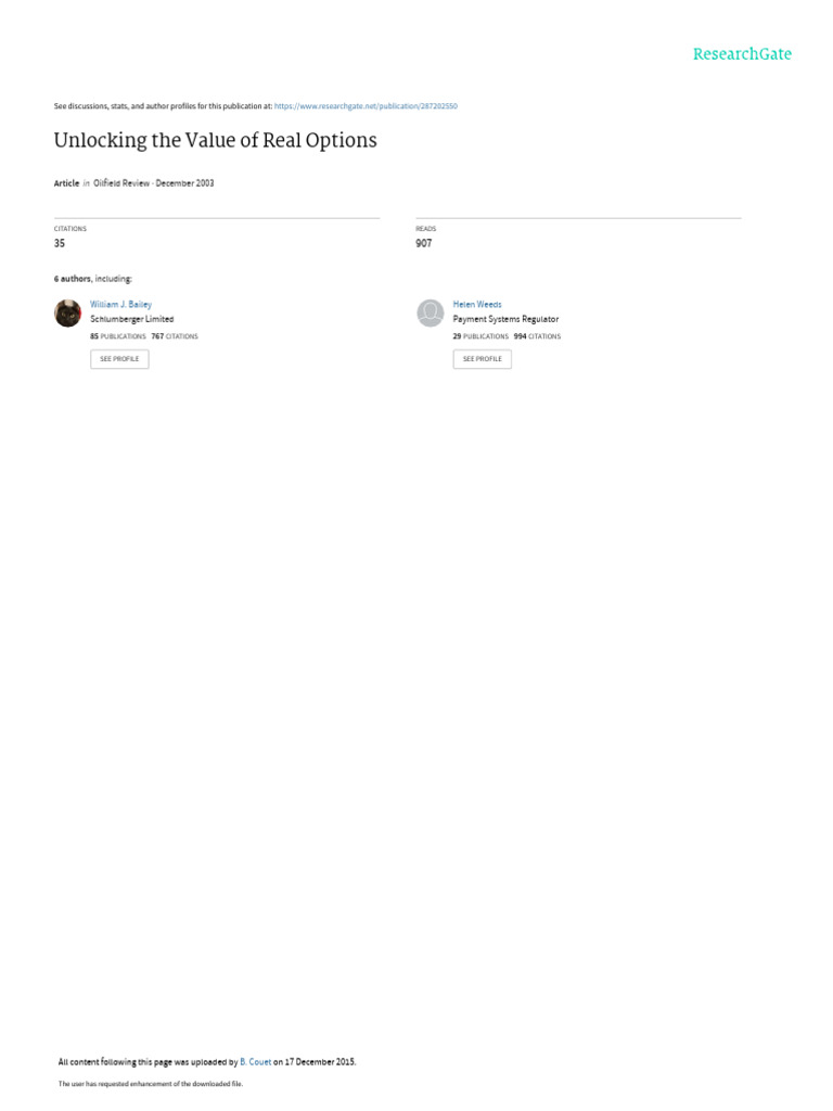 Unlocking The Value of Real Options | PDF | Option (Finance) | Net Present Value