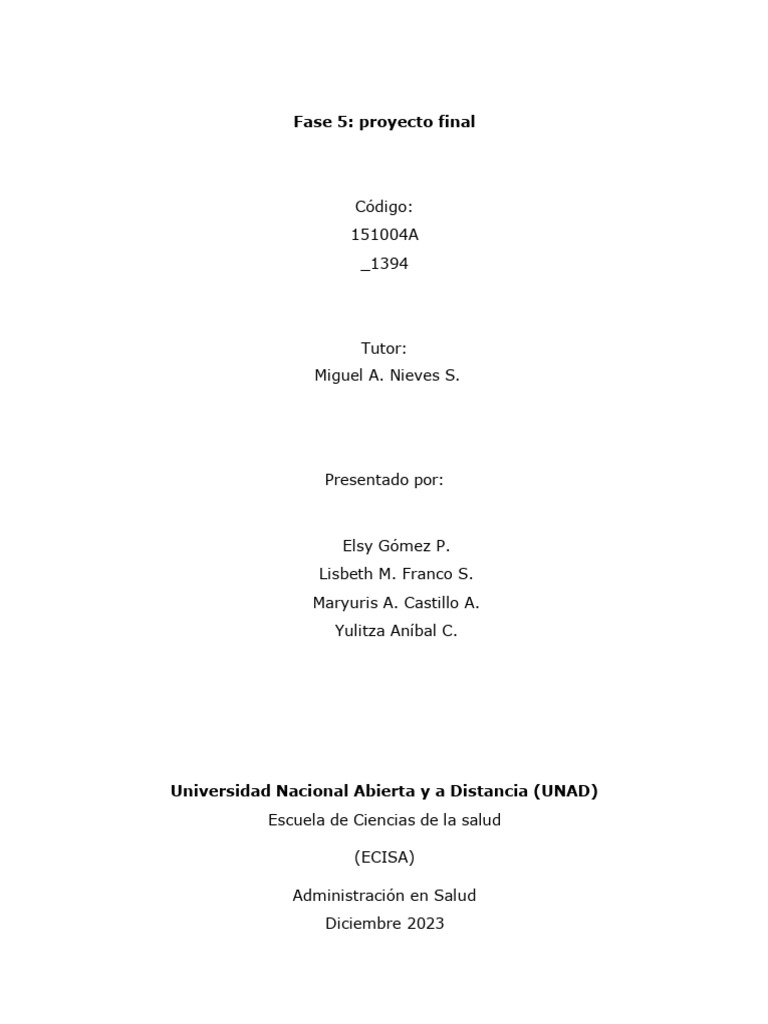 Fase 5 Proyecto Final | PDF | Análisis FODA | Planificación estratégica