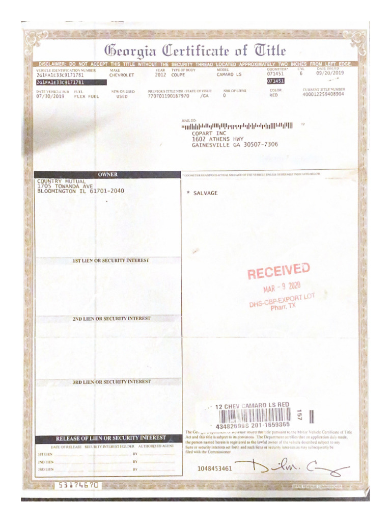 Georgia Certificate of Title | PDF | Negocios