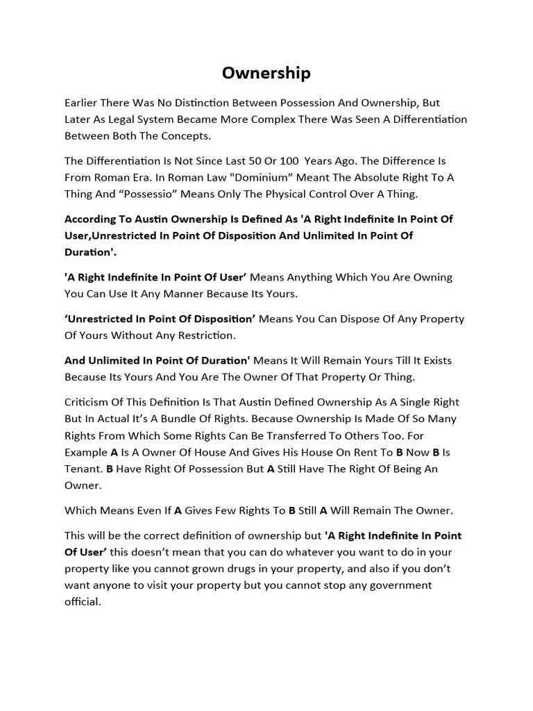 Ownership Presentation | PDF | Ownership | Property