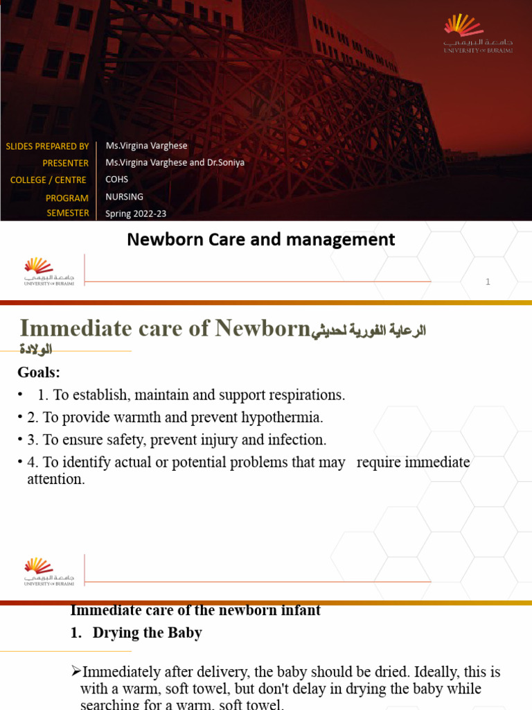 Care of Newborn | PDF