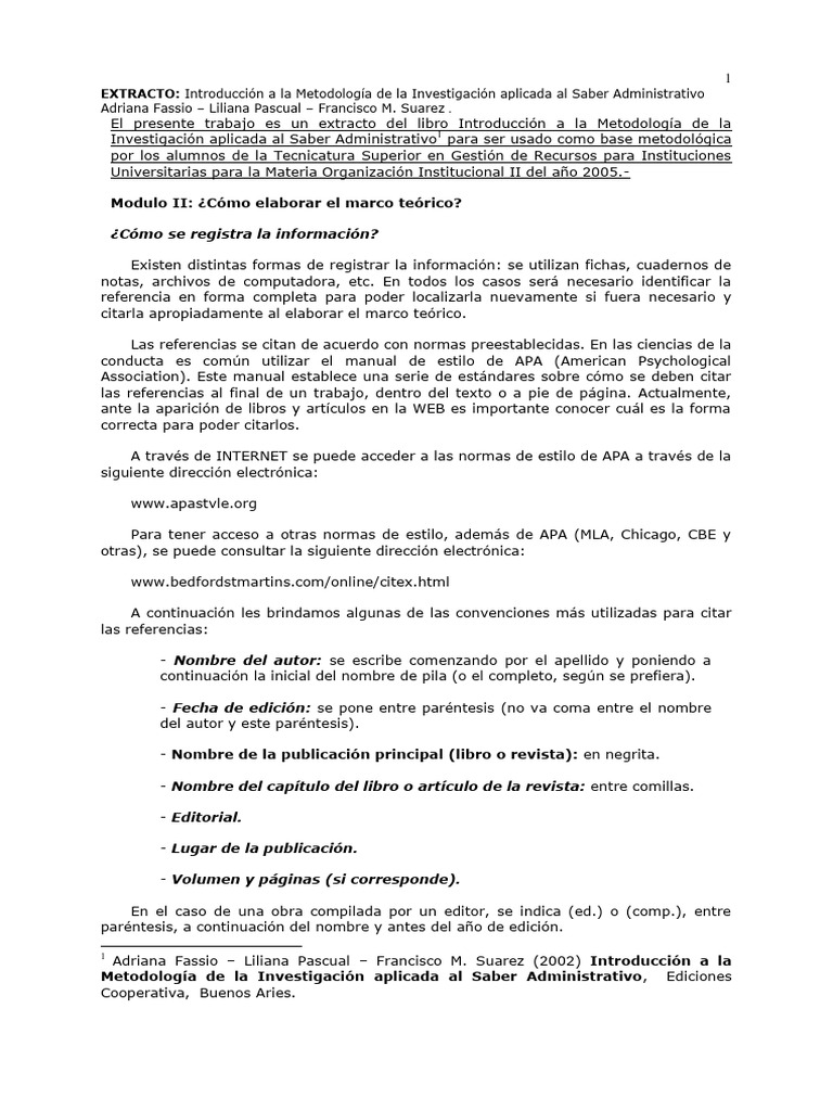 Fassio, A. Pascual, L. y Suarez, F. EXTRACTO. Introducción a la Metodología de la Investigación ...