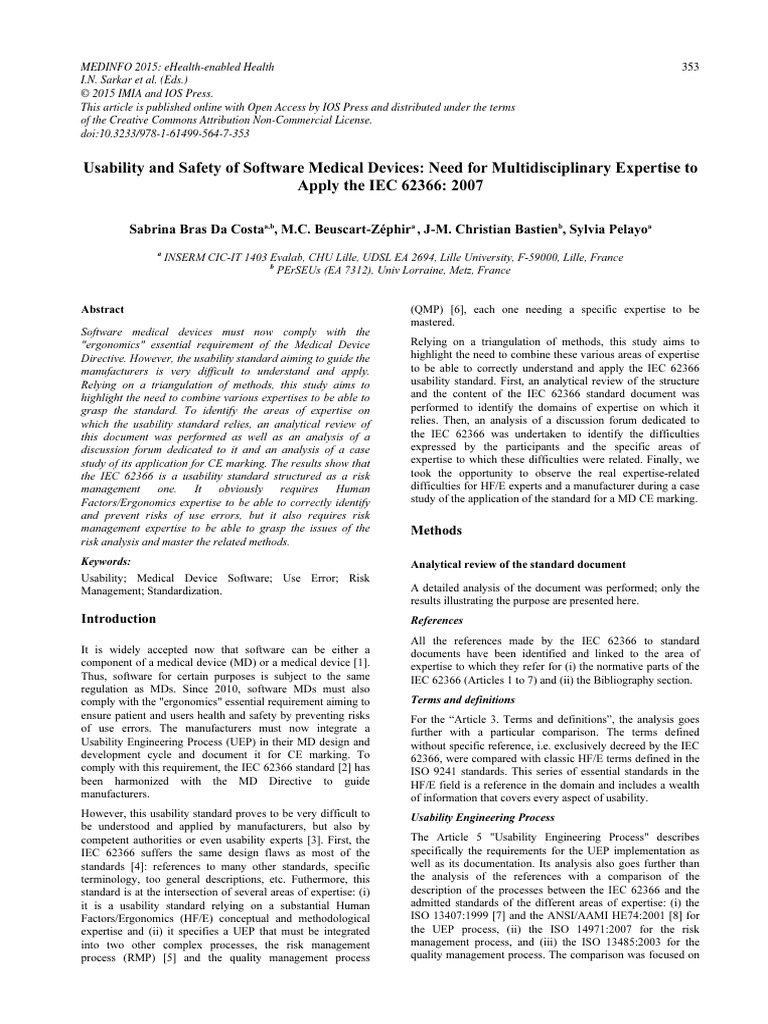 Usability and Safety of Software Medical Devices | PDF | Usability | Risk