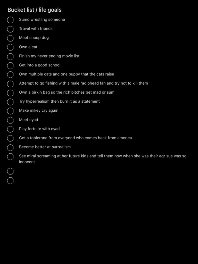 Bucket List Life Goals | PDF