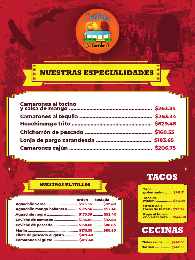 Menu Cantaritos Actualizado Mayo 2022 | PDF | Cocina occidental | Alimentos
