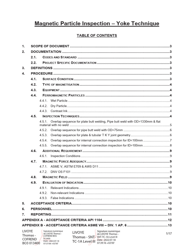Mpi Procedure PLR and Structures | PDF | Nondestructive Testing ...