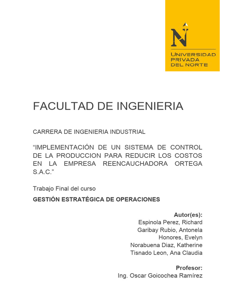 Informe Estrategica Final | PDF | Business | Lean Manufacturing
