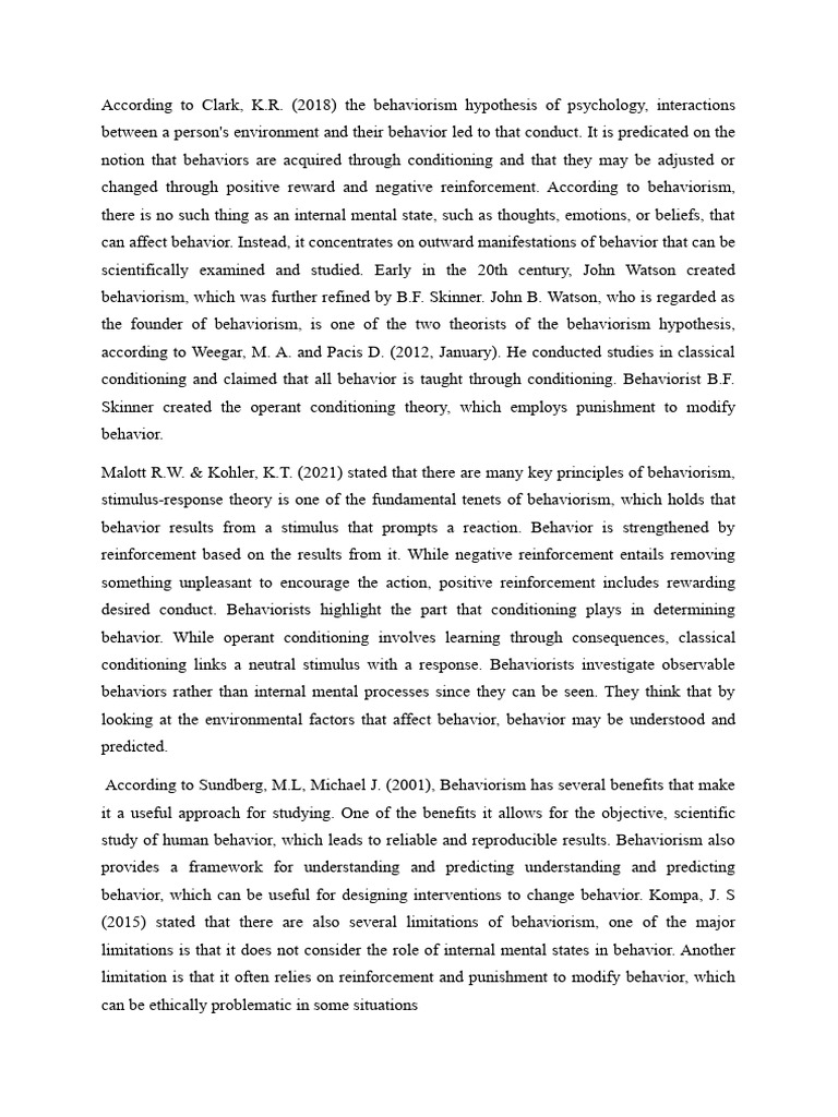 Assignment 3 | PDF | Behaviorism | Learning