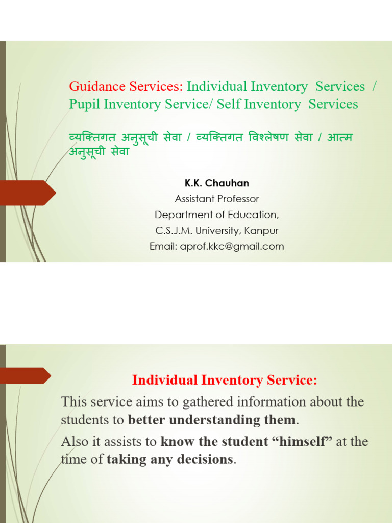 Guidance Individual Inventory | PDF | Psychology | Socioeconomic Status