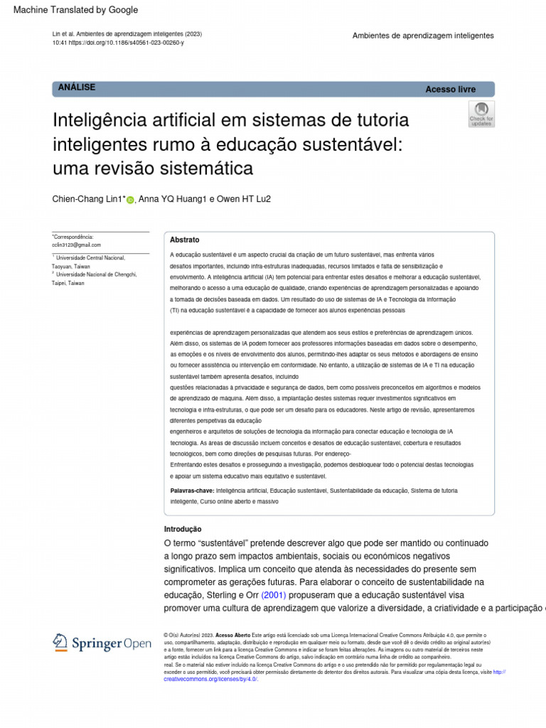 Inteligência Artificial em Sistemas de Tutoria Inteligentes Rumo À ...