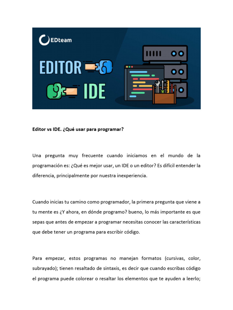 02 Editor VS Ide | PDF | Entorno de desarrollo integrado | Lenguaje de ...