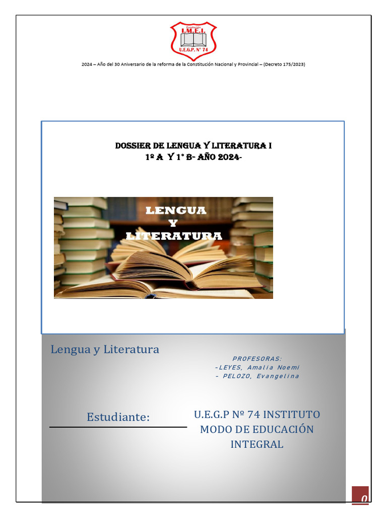 Dossier Lengua y Literatura 1er Año A - Prof. Leyes | PDF ...