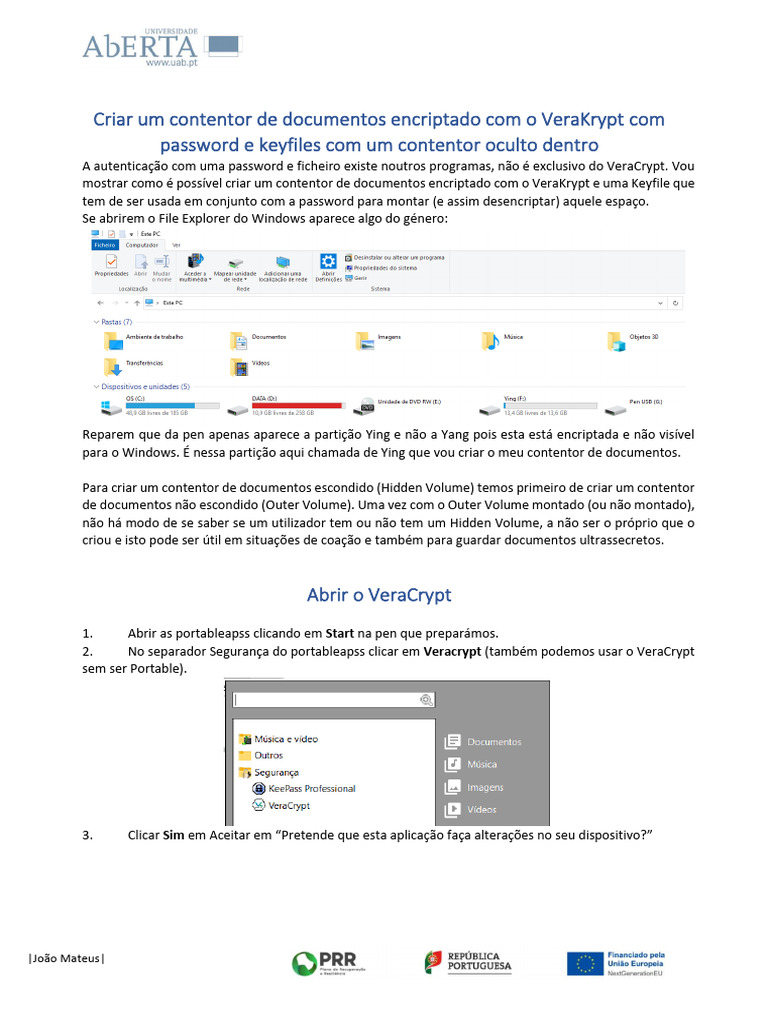 Criar Um Contentor de Documentos Encriptado Com o VeraKrypt Com Password e Keyfiles Com Um ...