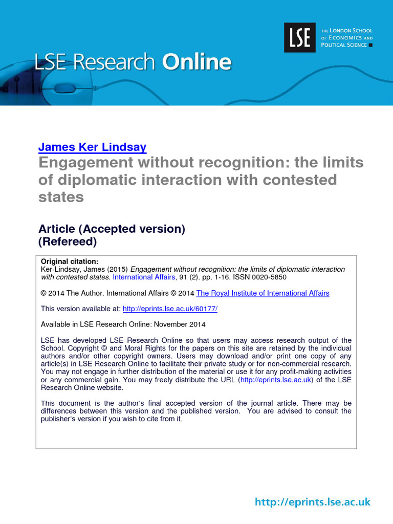 Ker-Lindsay - Engagement Without Recognition | PDF | Cyprus ...