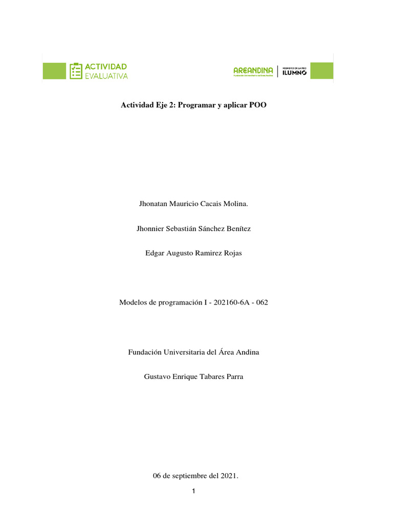 Actividad Eje 2 | PDF | Programación orientada a objetos | Paradigmas de programación