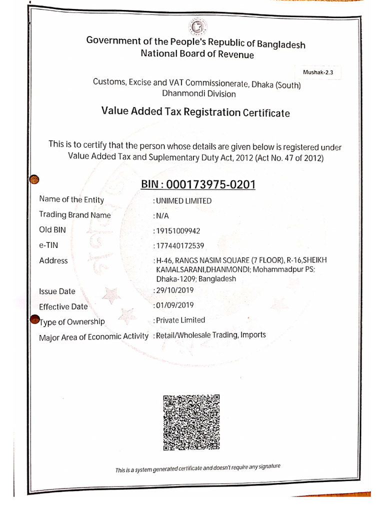 VAT Reg Certificate | PDF
