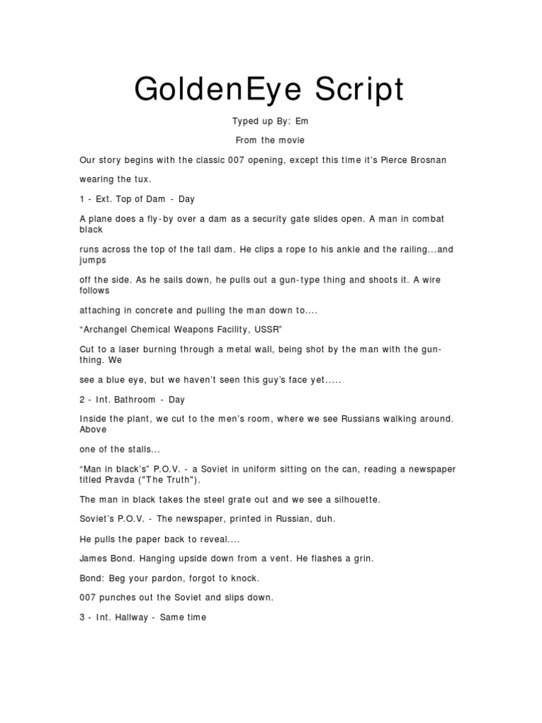 Goldeneye Script | PDF