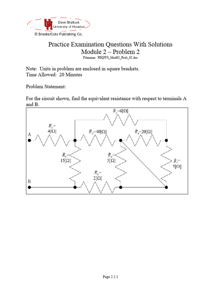 PEQWS Mod02 Prob02 v03 | PDF | Series And Parallel Circuits | Resistor