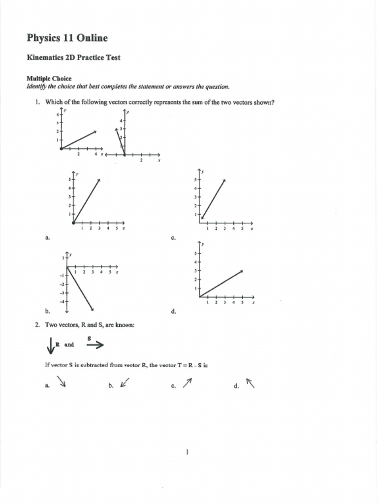 Kinematics 2D Practice Test | PDF