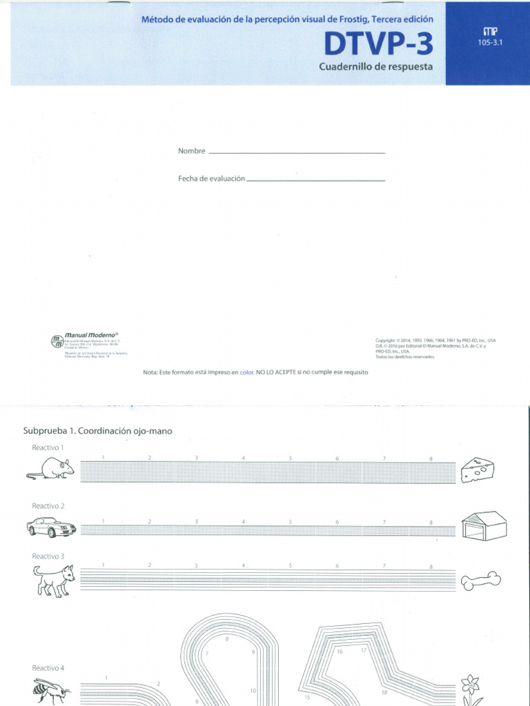 Frostig 3 Cuadernillo de Respuesta | PDF