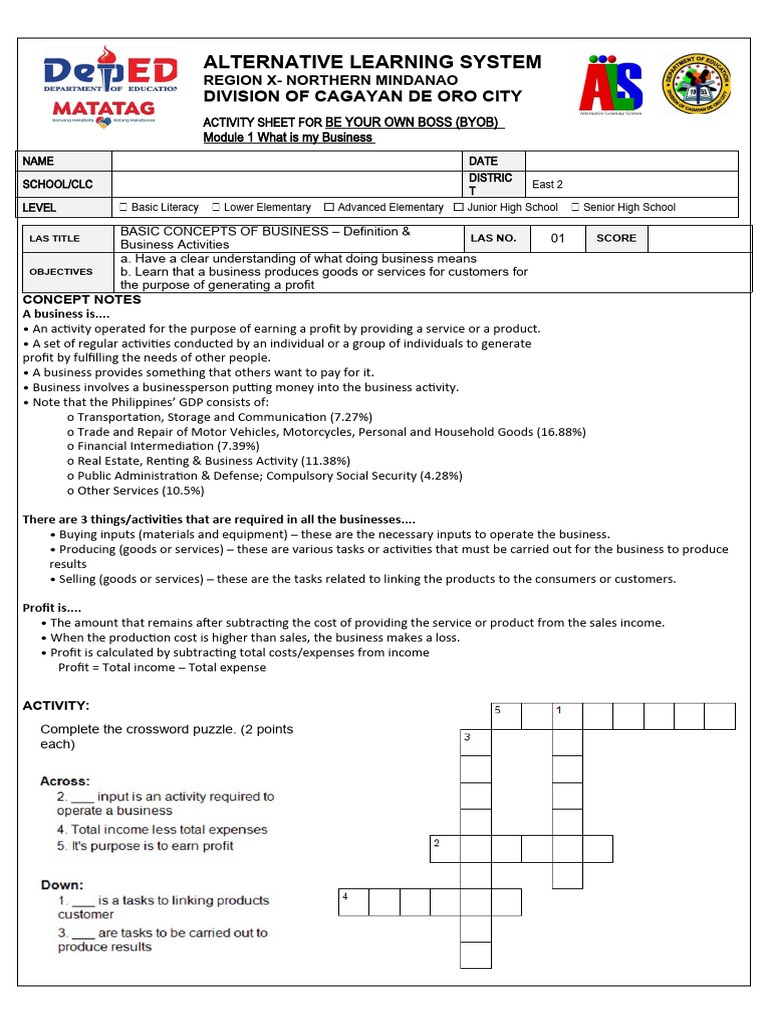 BYOB - Module 1 - Basic Concepts of Business | Download Free PDF | Goal ...